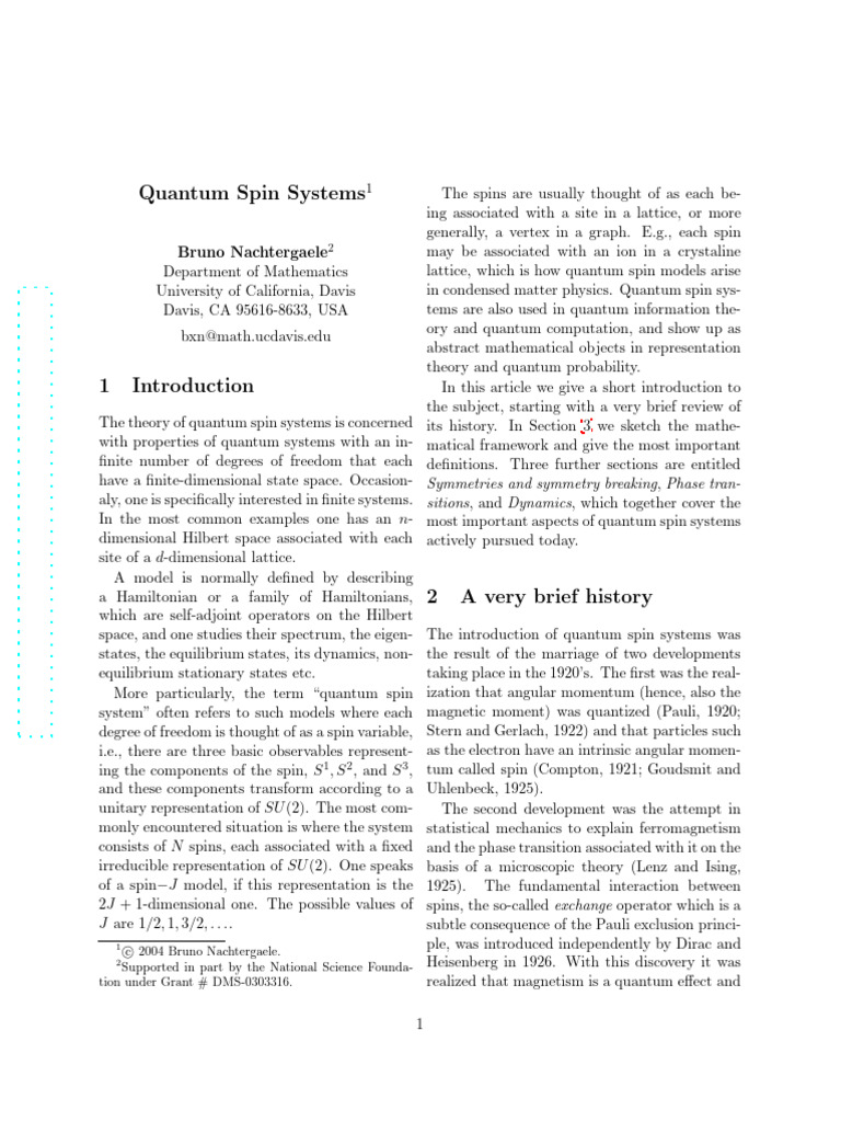 Quantum Spin Systems | PDF
