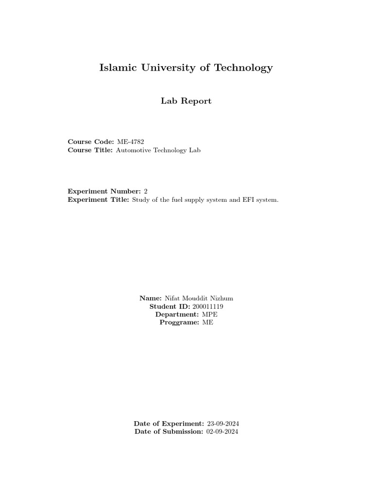 Lab Report Exp 2 | PDF | Fuel Injection | Throttle