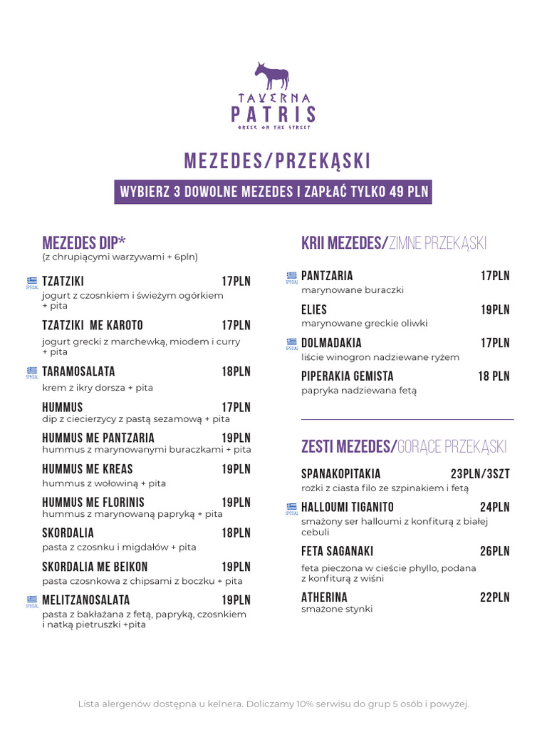 Menu Taverna Patris 2023-1 | PDF