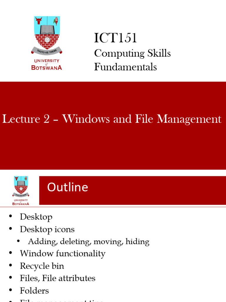 ICT 151 Lecture 2-Windows and File Management | PDF