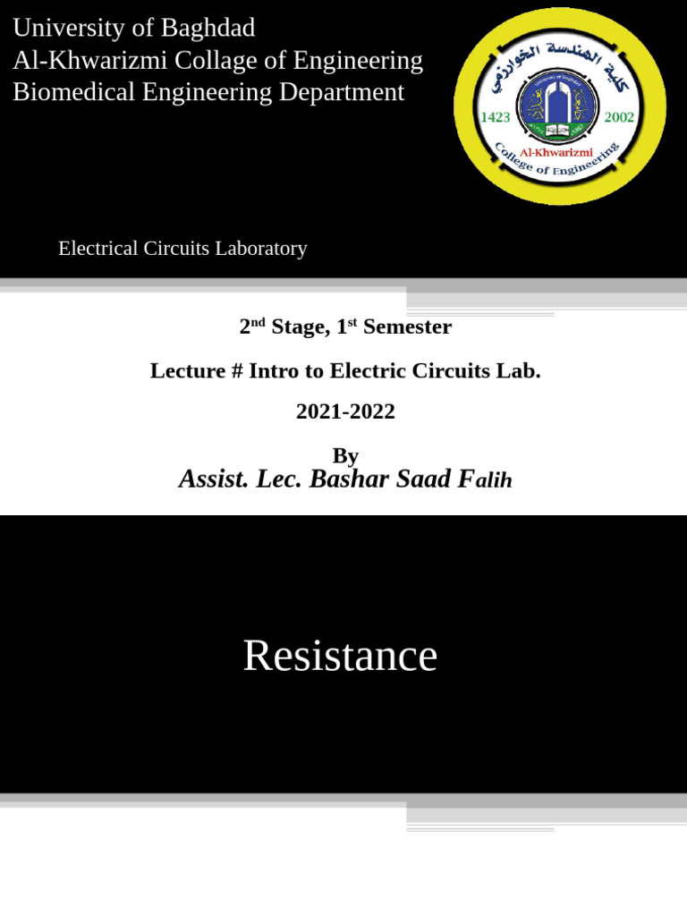 ECA Lec Intro To Resistance | PDF | Electrical Resistance And Conductance | Voltage