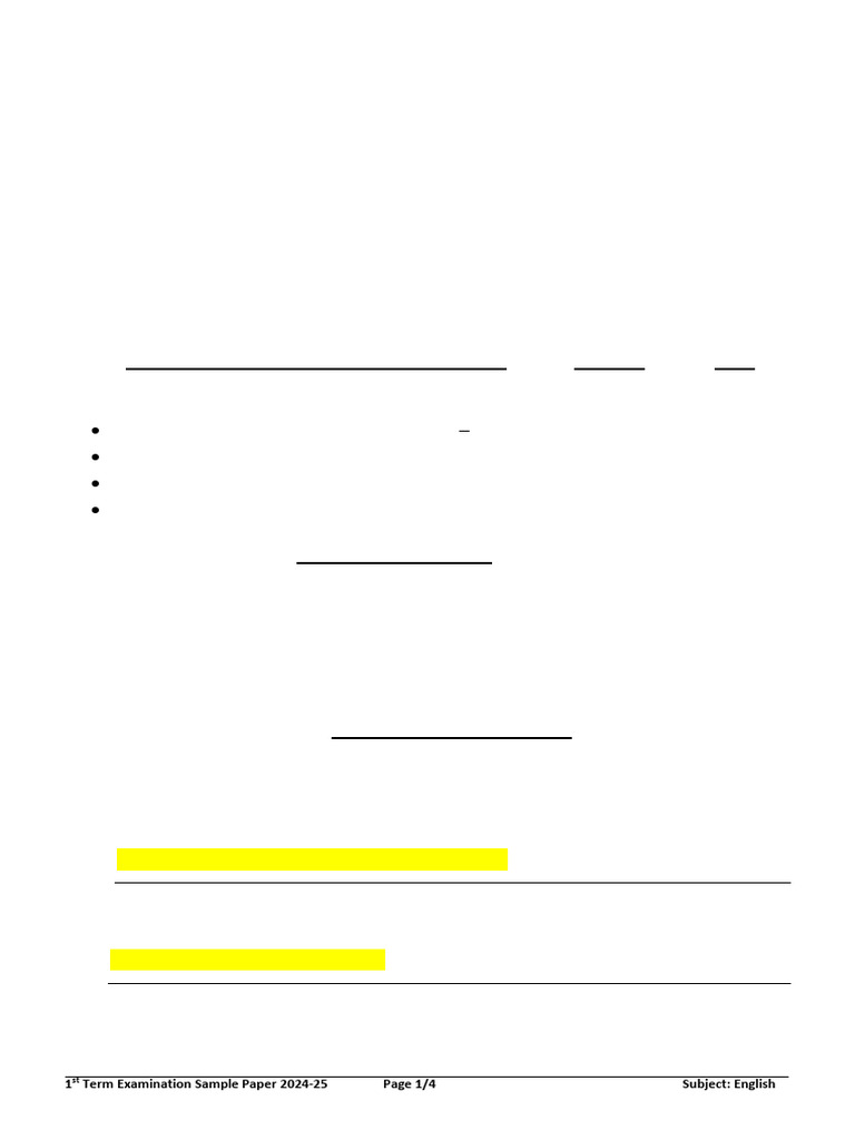 6th Revision Sample Paper | PDF | Predicate (Grammar) | Teaching ...