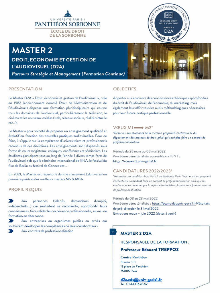 Plaquette 2021-2022 - Master II D2A FC | PDF
