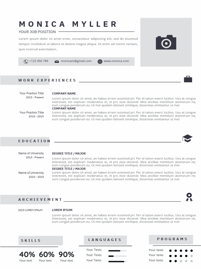 Black White Minimalist CV Resume | PDF