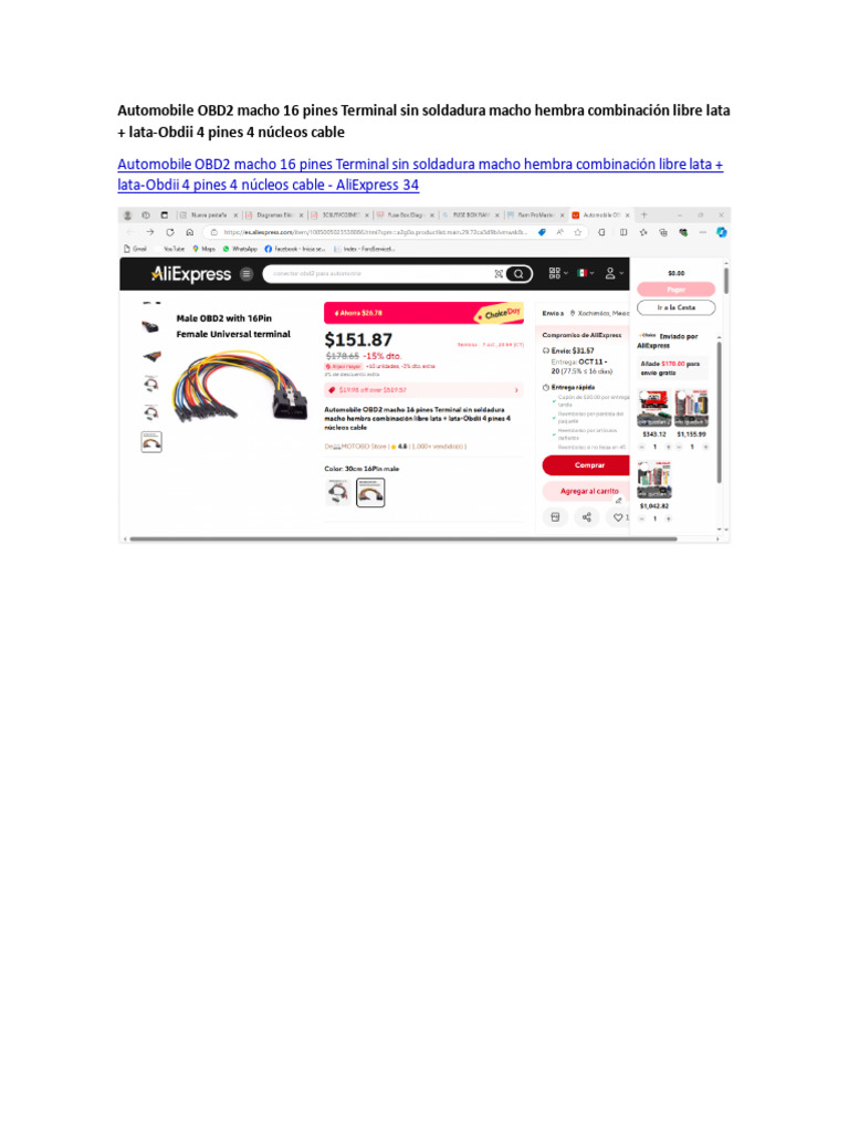 Automobile OBD2 Macho 16 Pines Terminal Sin Soldadura Macho Hembra Combinación Libre Lat1 | PDF