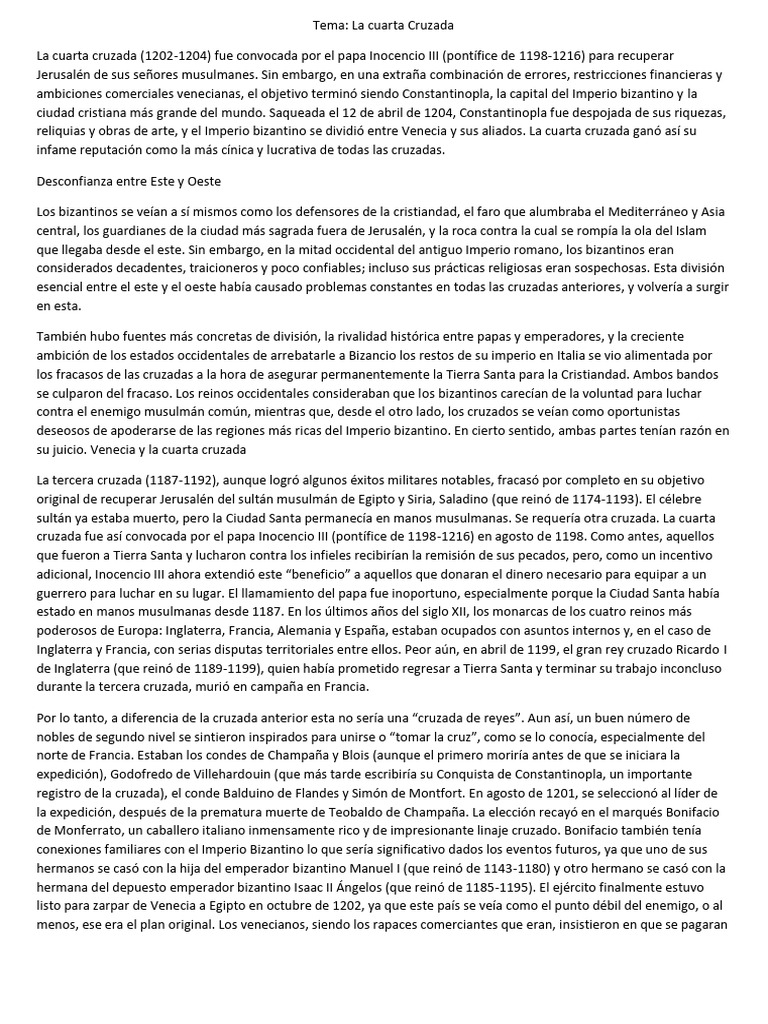 La Cuarta Cruzada | PDF