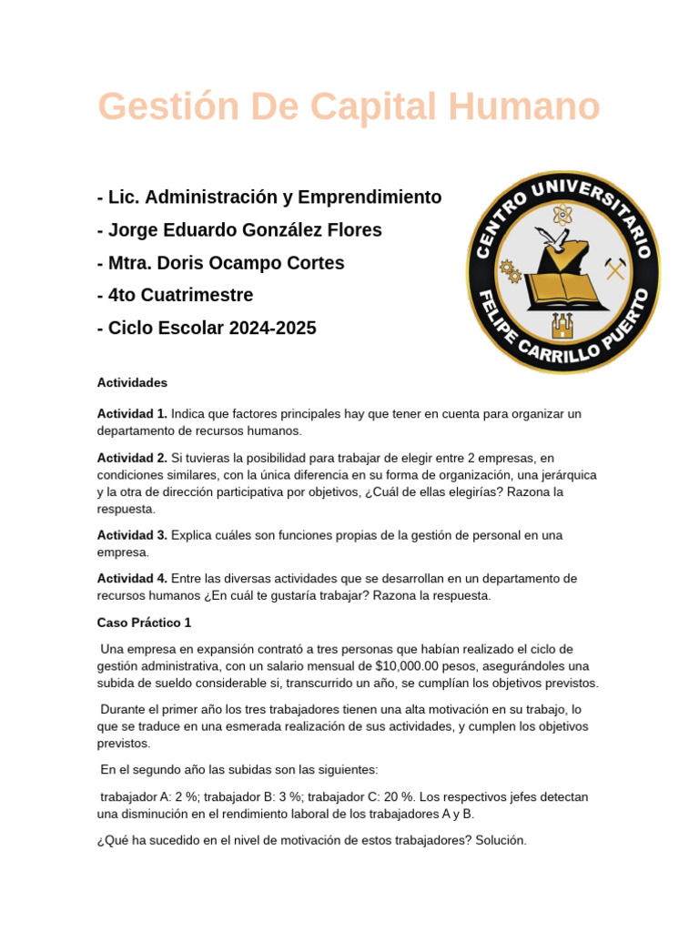 GCH Actividades Jorge González | PDF