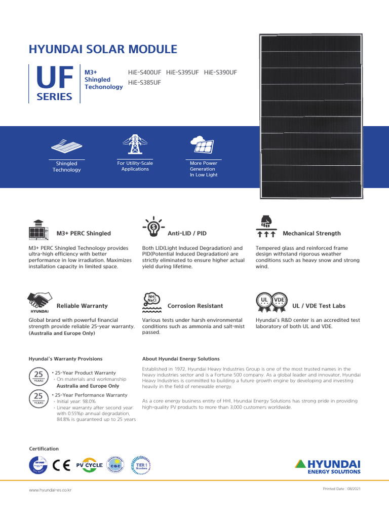 Hyundai M3 Shingled Uf - 25y 210901 | PDF
