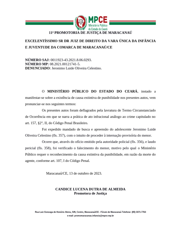 Pedido Extinã Ã o Punibilidade | PDF