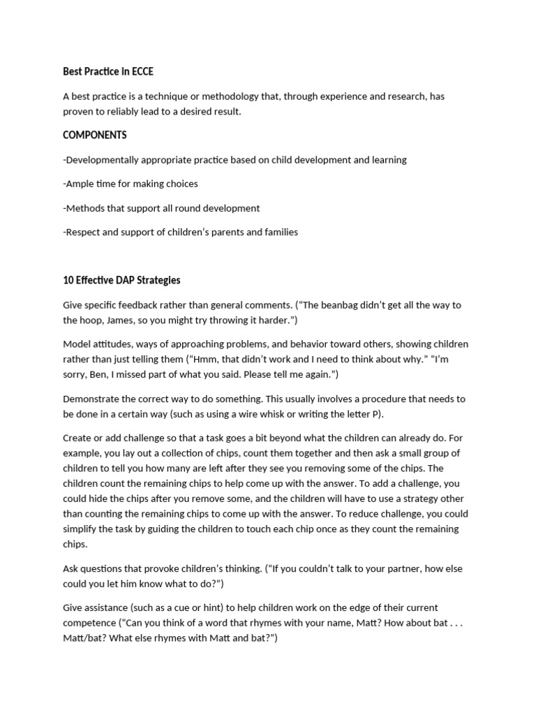 Best Practice in ECCE | PDF