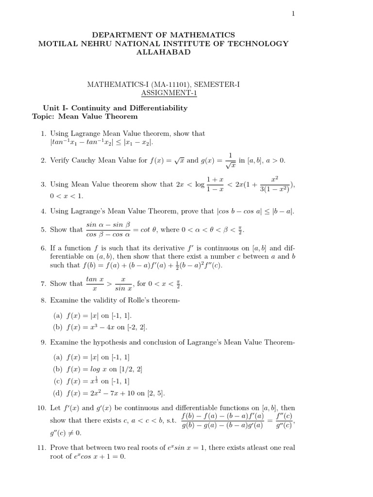 1 Assignment_I MVT | PDF