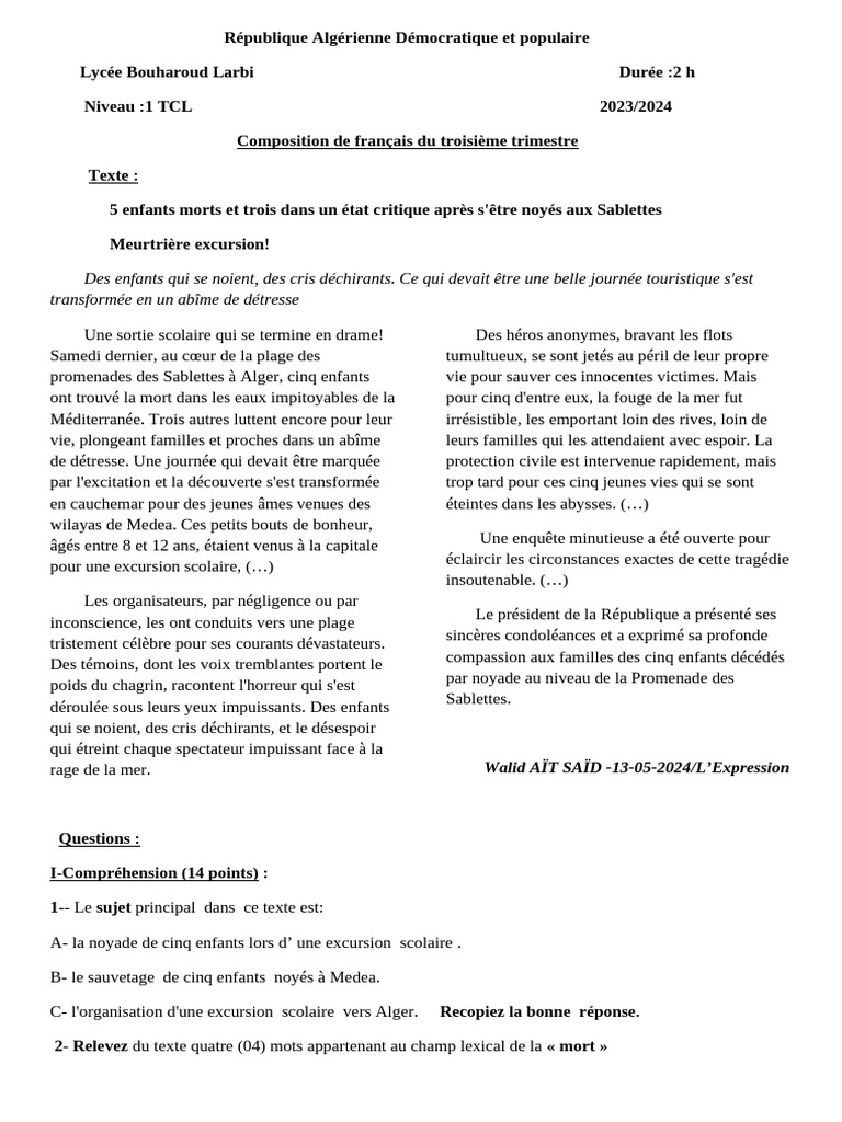 Devoir Fait Divers | PDF
