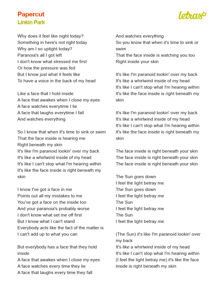 PAPERCUT - Linkin Park (Print) | PDF