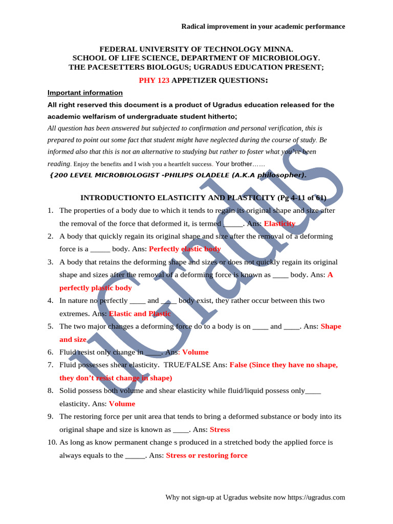 Ugradus Appetizer Phy 123-1 | PDF | Deformation (Engineering) | Science & Mathematics