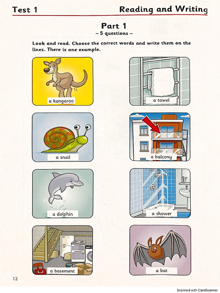 Movers 4 Test 1 Reading and Writing | PDF