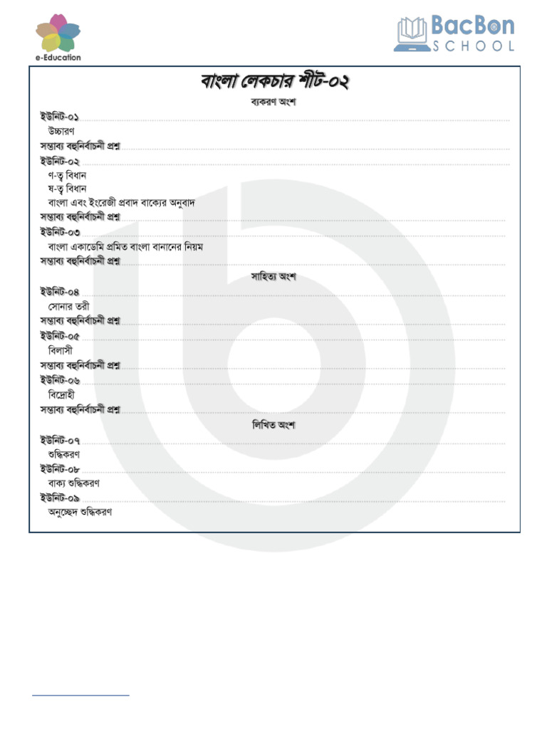 Bangla Lecture Sheet-02- Unit-C(f,u,c,k scribd | PDF