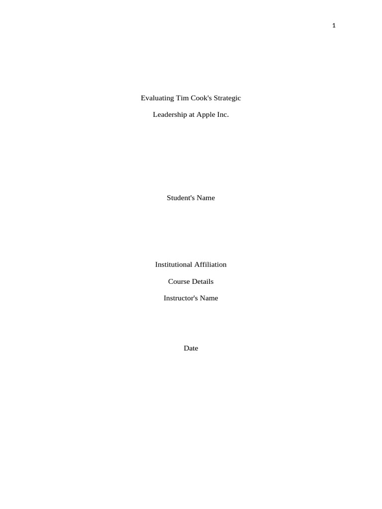 Evaluating Tim Cook | PDF