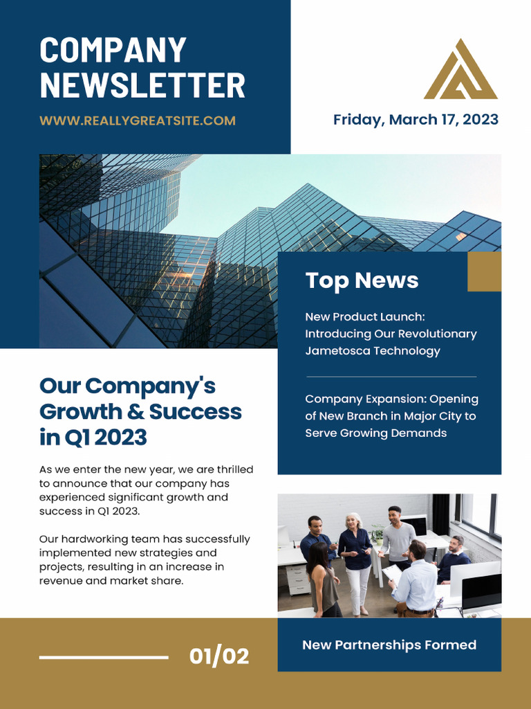 Blue and Yellow Minimalist Business Company Newsletter | PDF