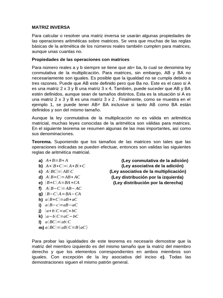 matriz inversa | PDF