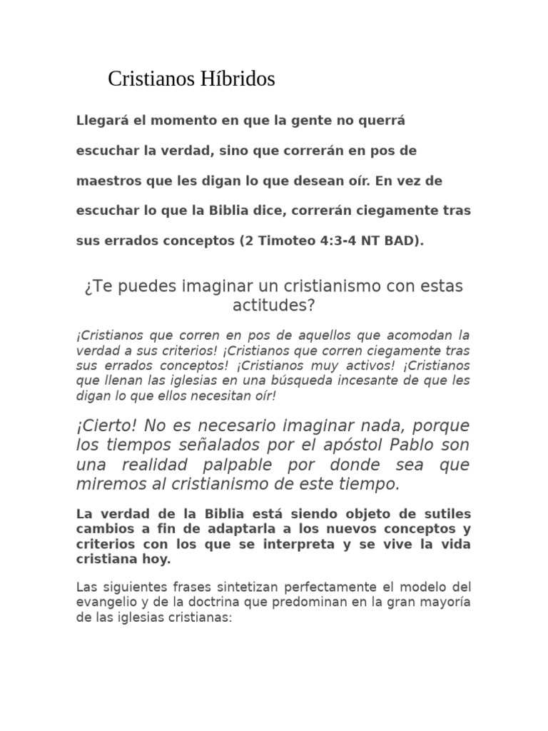 Bosquejo Cristianos Híbridos | PDF