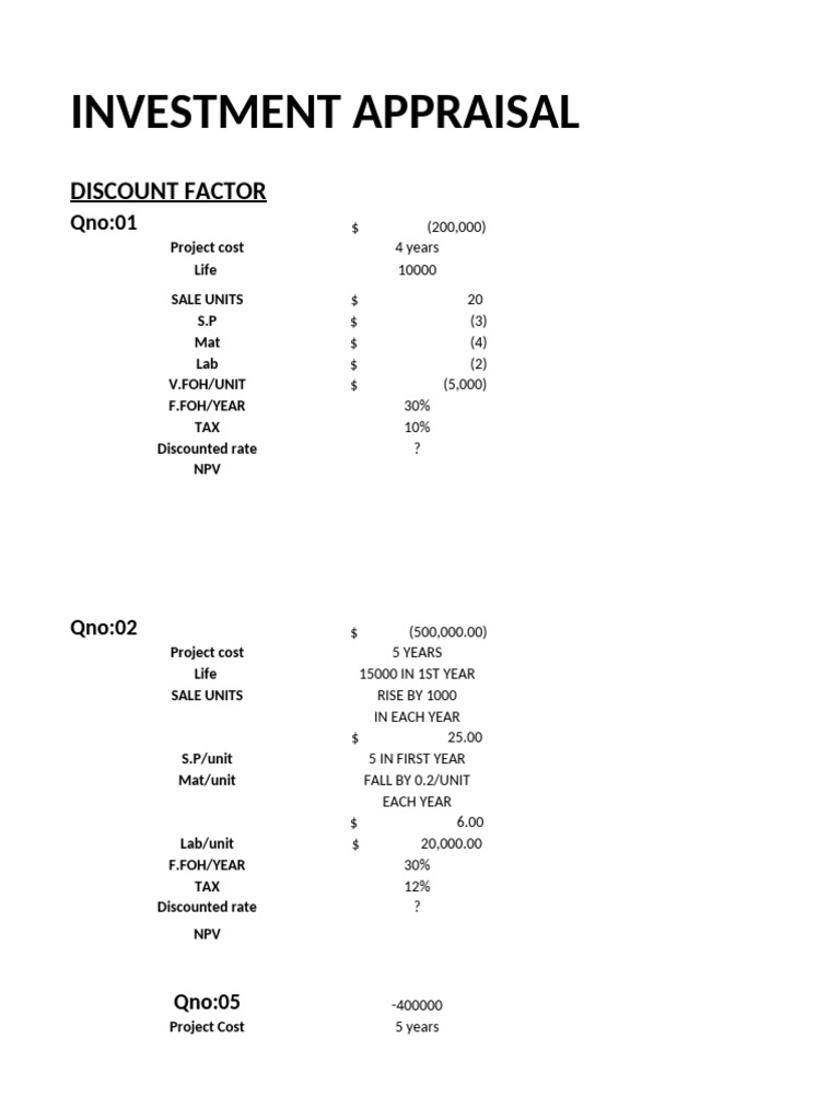 Investment Appraisal: Discount Factor | PDF