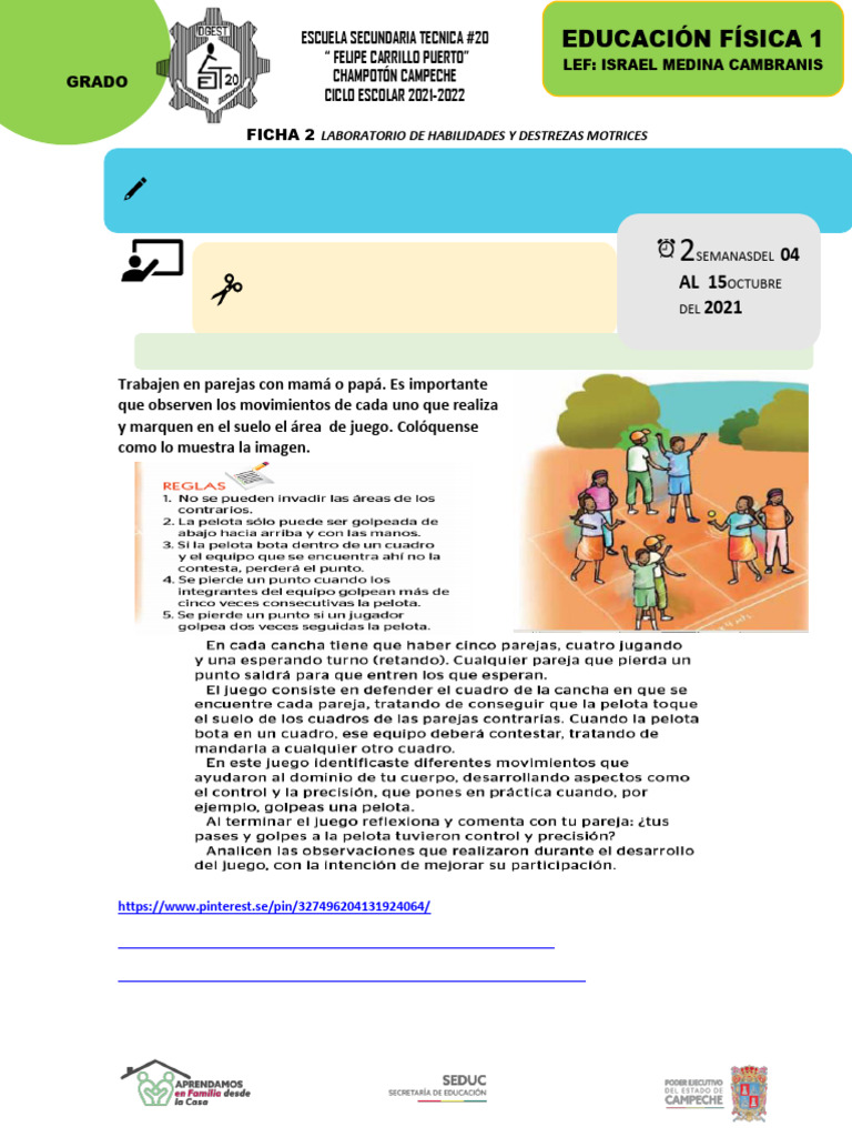 EF ISRAEL MEDINA _1° GRADO A,B,C FICHA 2 OCTUBRE DEL 4 AL 15 | PDF