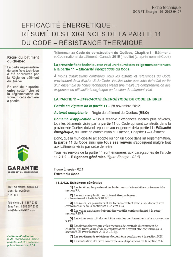 Guide Explicatif Isolation Partie 11 Du CCQ-2022 | PDF