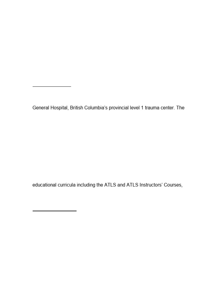 Trauma and Acute Care Surgery Fellowship UBC | PDF