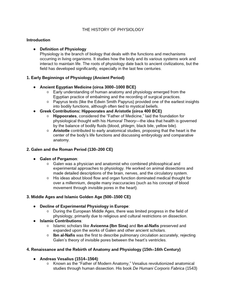 THE HISTORY OF PHYSIOLOGY | PDF