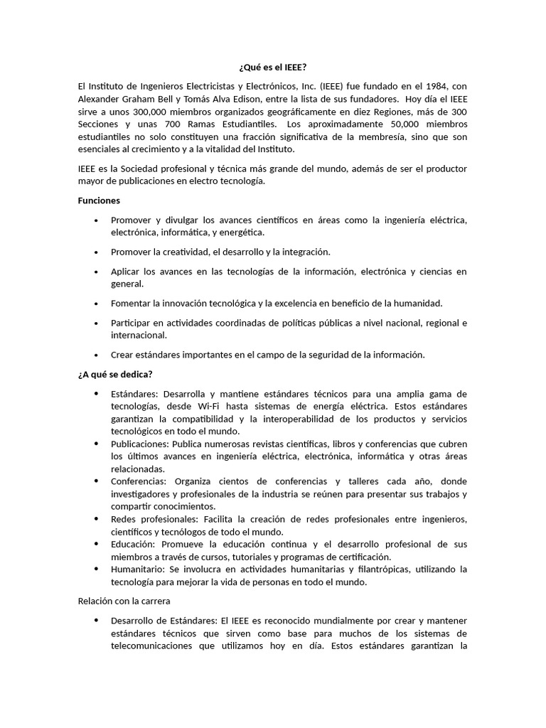 Introducción al IEEE y su impacto global | PDF | Instituto de ...
