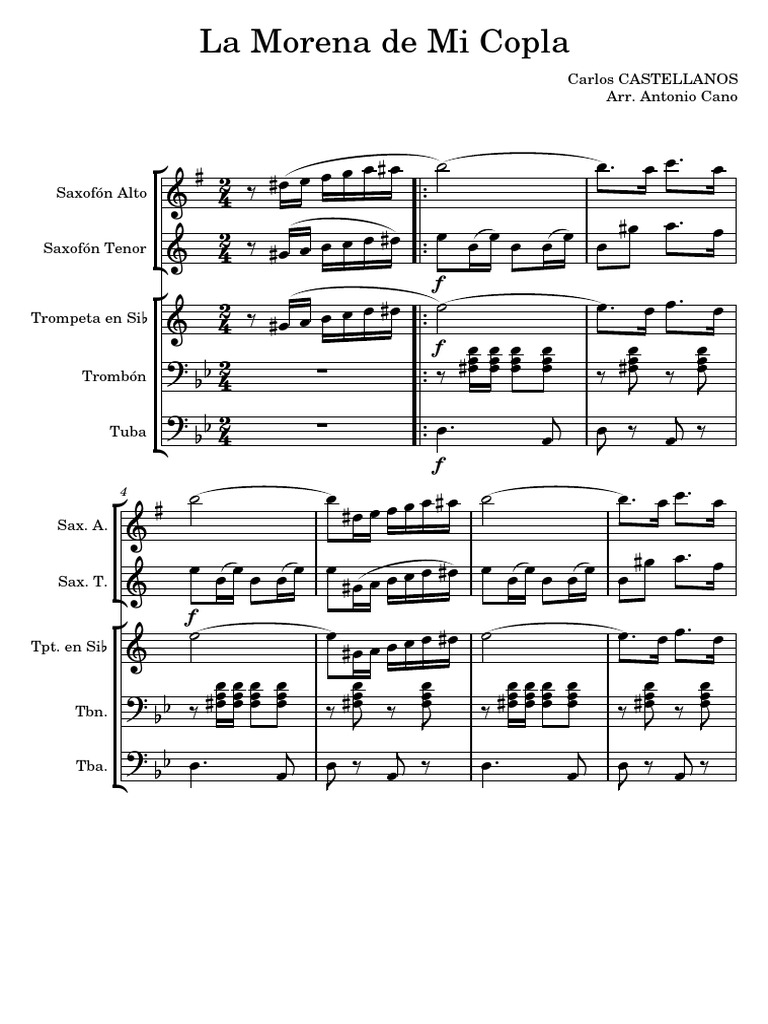 La Morena de Mi Copla Carlos Castellano Gmez La Morena de Mi Copla Charanga | PDF
