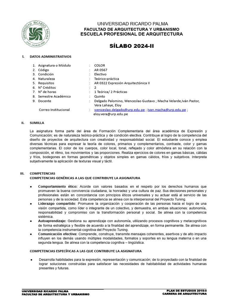 Sílabo 2024-II. COLOR | PDF