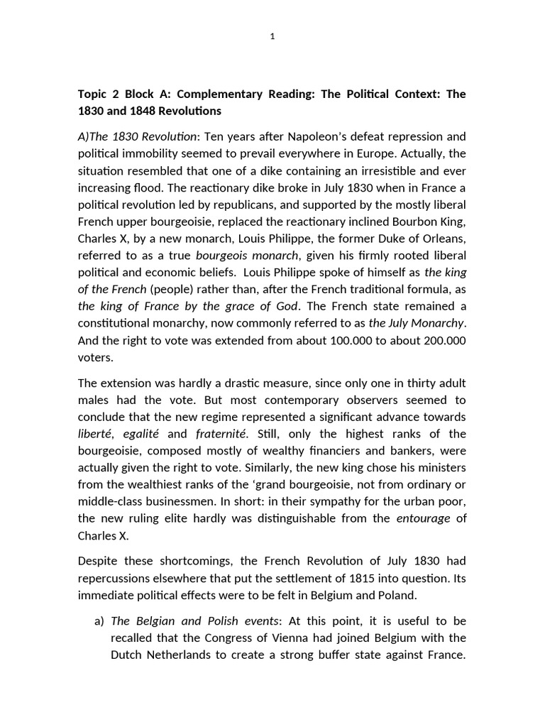 Political Context 1830-1848 Revolutions | PDF