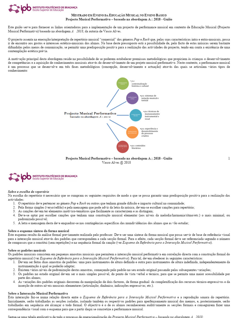 ESEB-MEM-PES-Guião-Proj. Musical Performativo-A 2018 Based-2018-19 | PDF