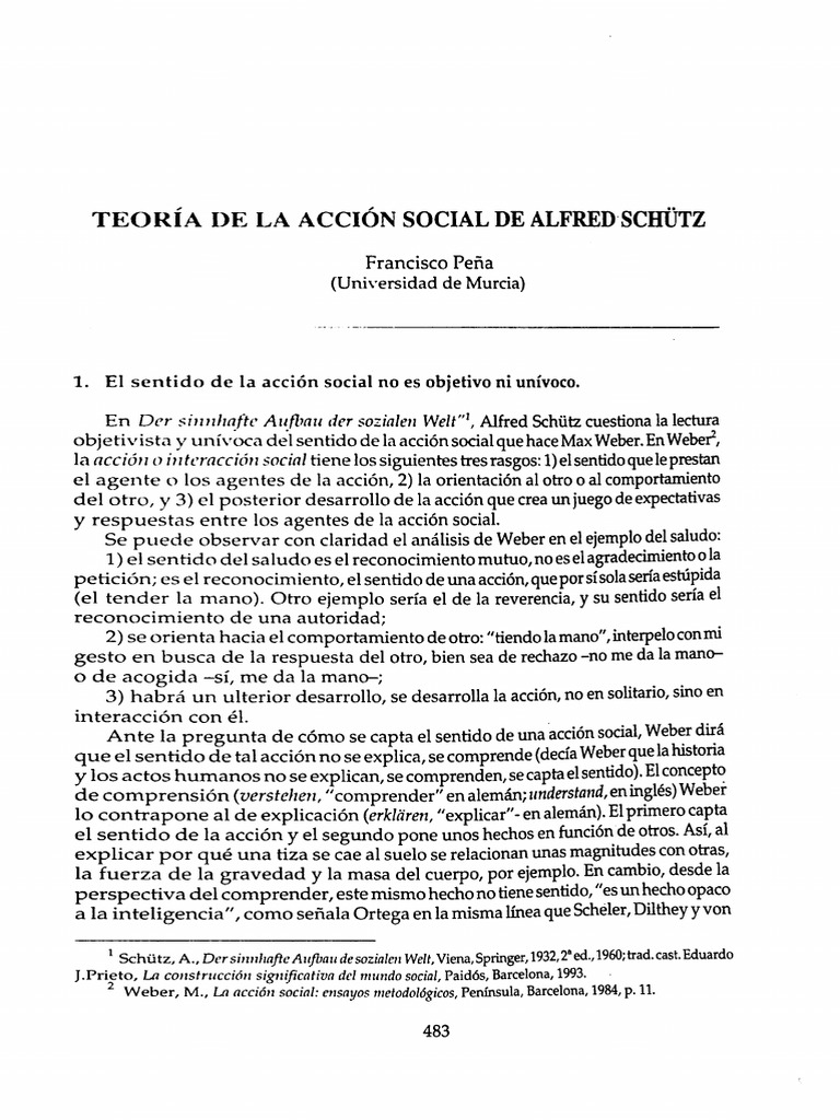 Teoría de La Acción Social de Alfred Schütz | PDF
