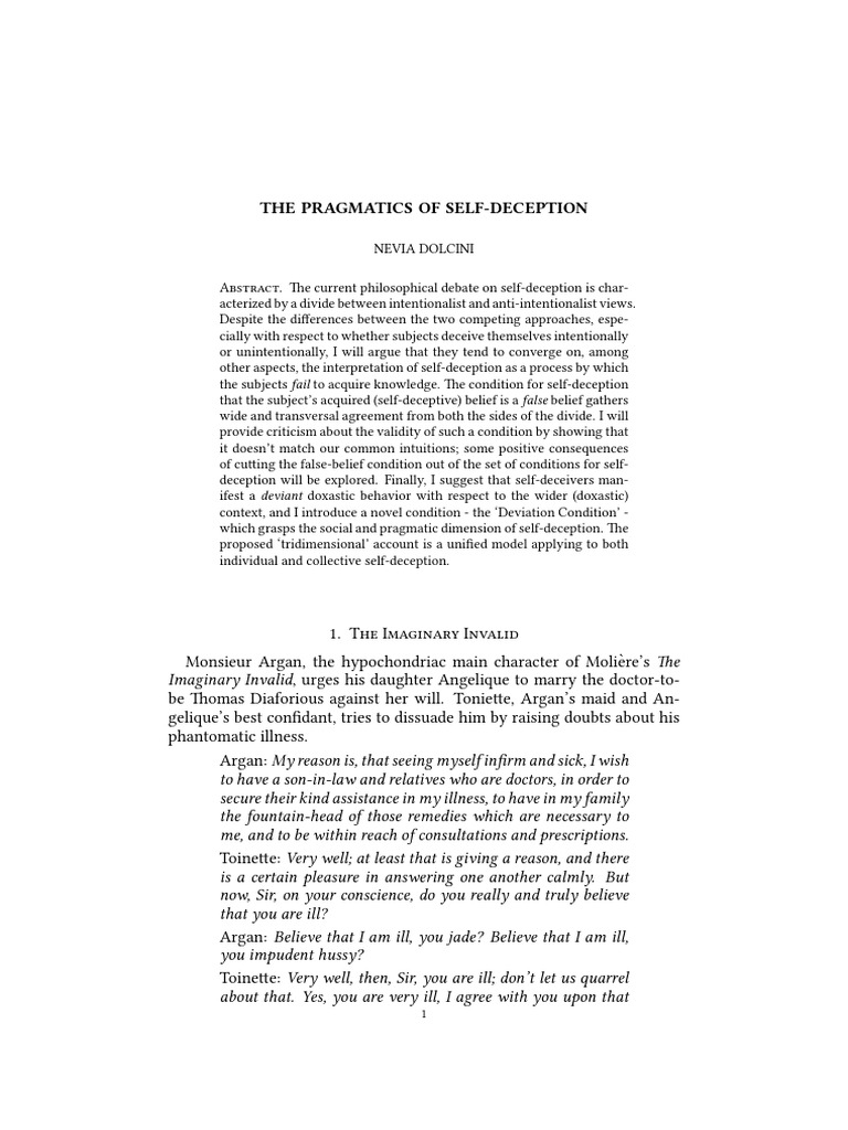 The Pragmatics of Self Deception | PDF