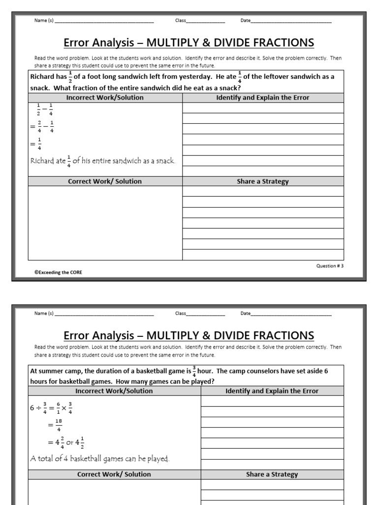 Fraction Error Analysis | PDF
