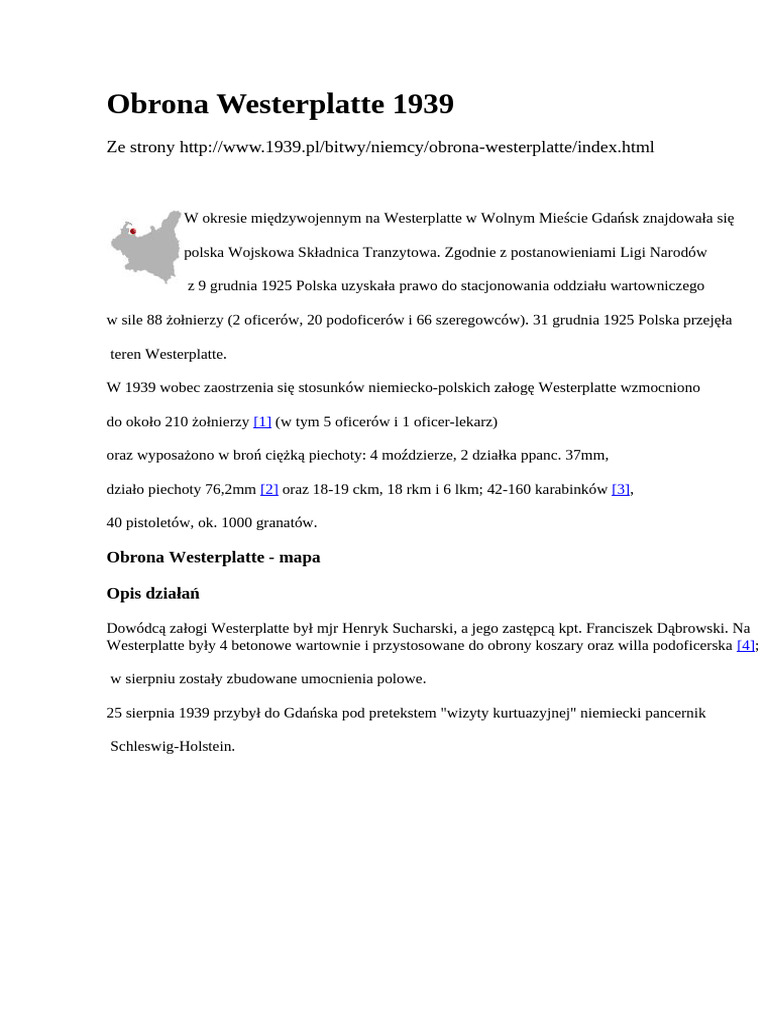 Obrona Westerplatte 1939 | PDF