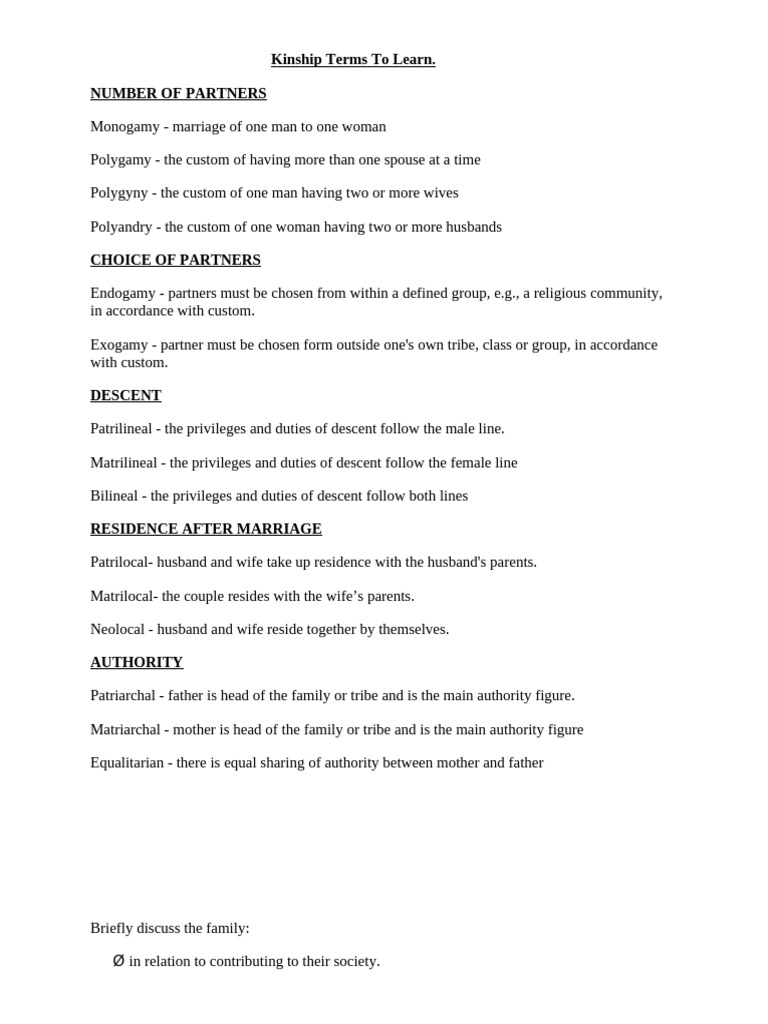 Kinship Terms To Learn | PDF