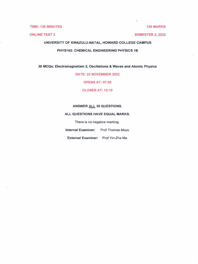 Test 3 Solutions | PDF