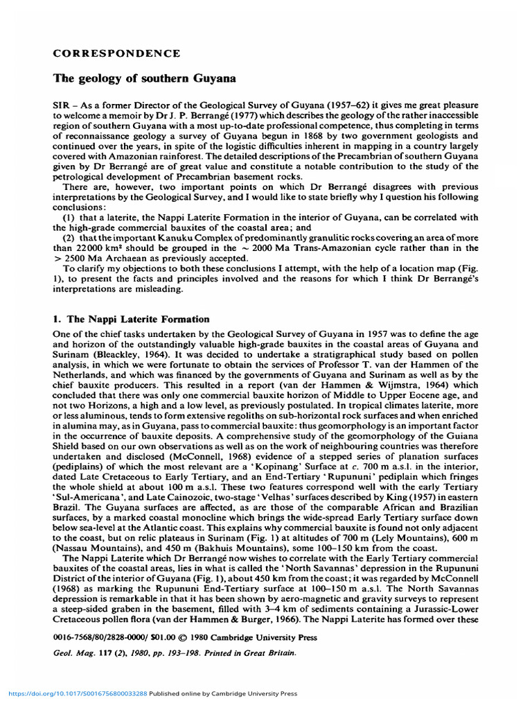 Geology of Southern Guyana | PDF