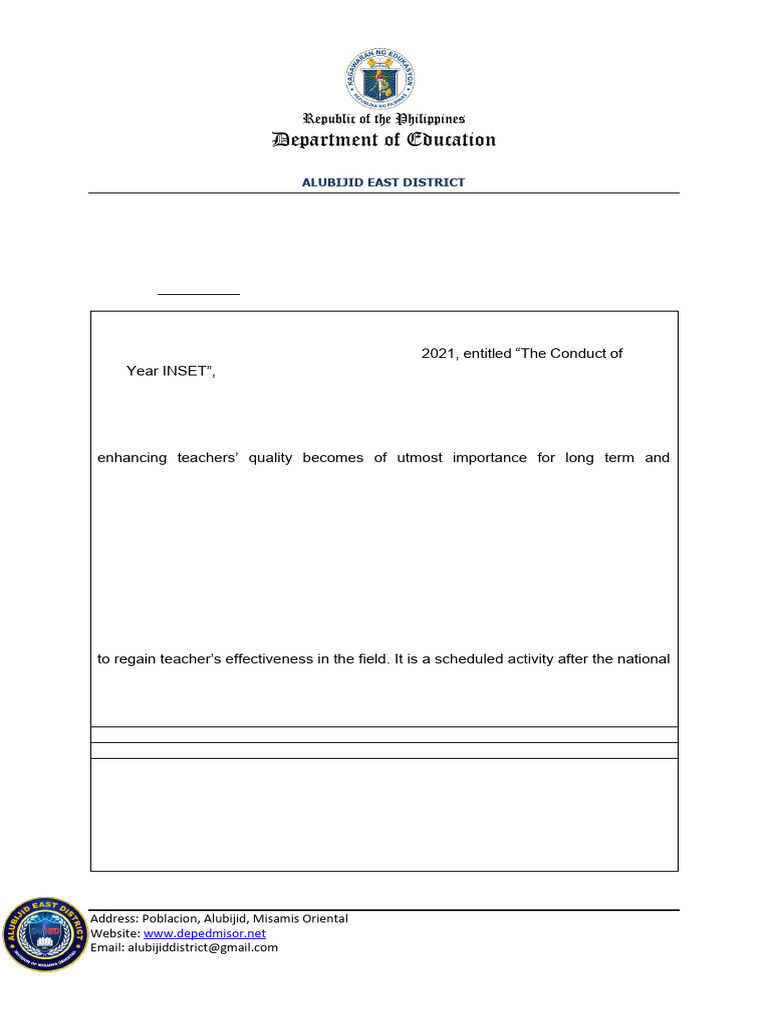 Narrative Report On in Service Training | PDF | Teachers | Learning