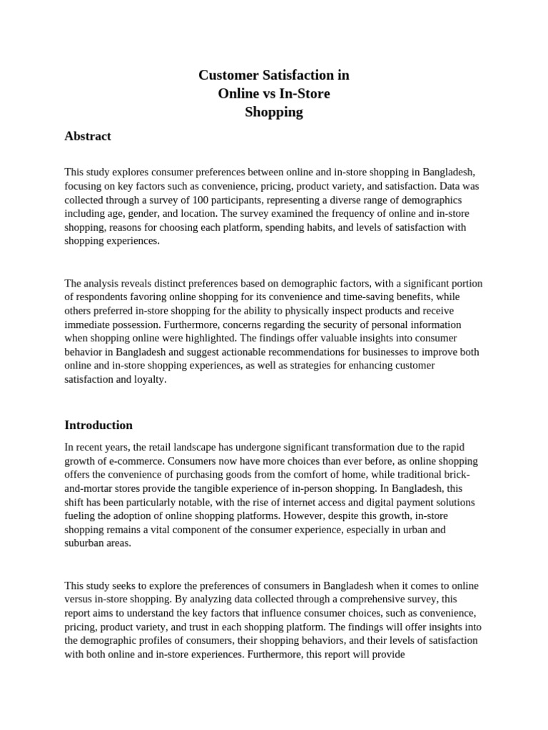 Customer Satisfaction in Online Vs In-Store Shopping | PDF