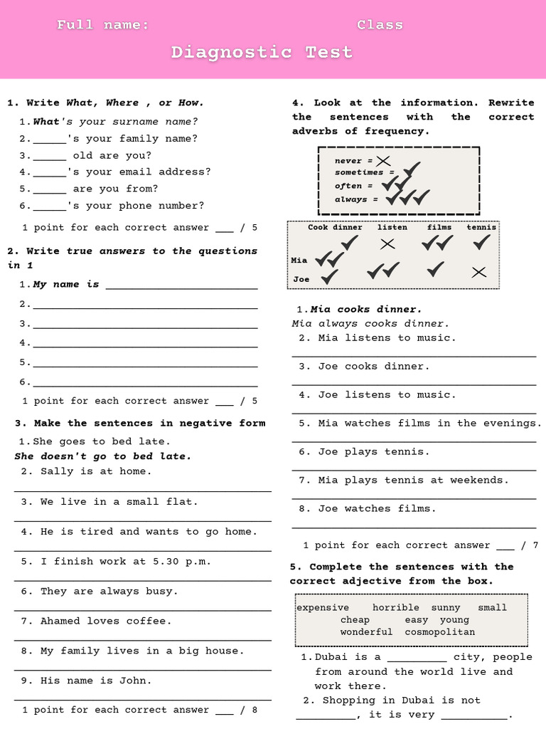 Diagnostic Test | PDF