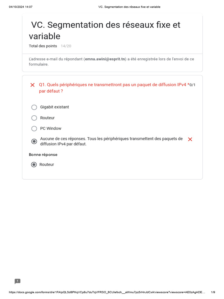 VC. Segmentation Des Réseaux Fixe Et Variable | PDF