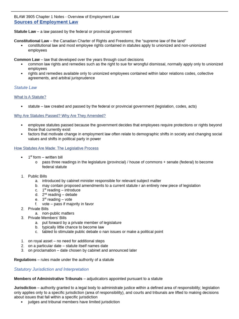 BLAW 3905 Chapter 1 Notes | PDF