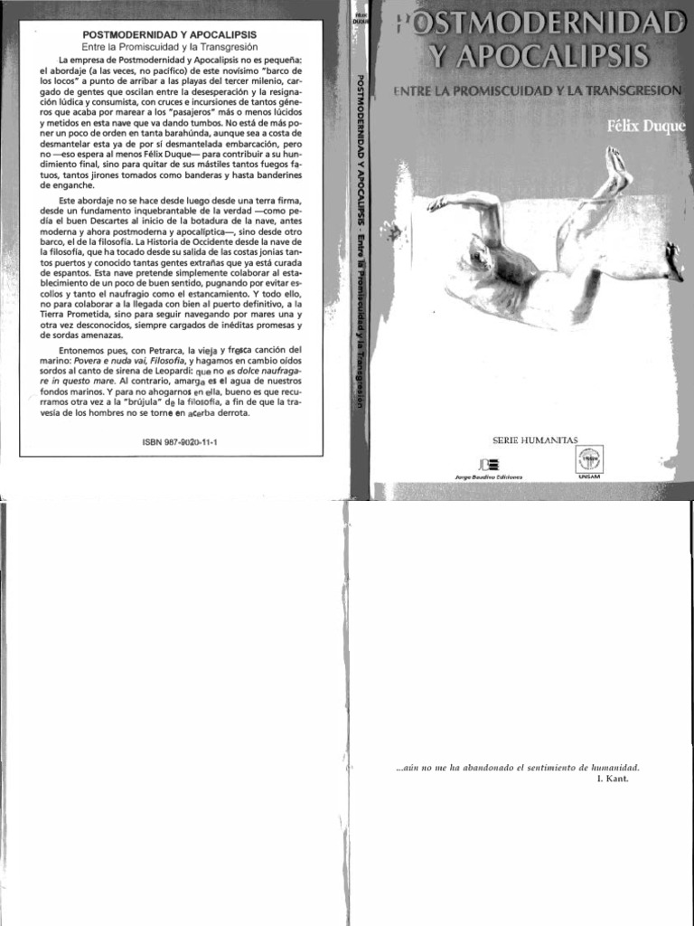 LIBRO Posmodernidad y Apocalipsis. Félix Duque | PDF