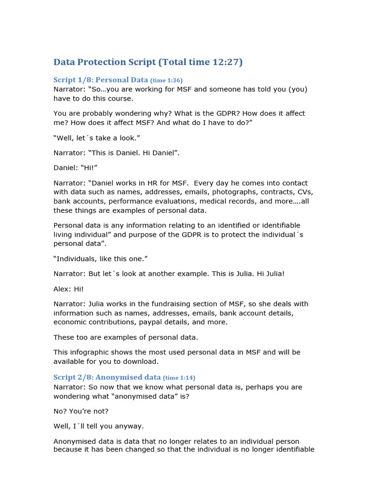 Data Protection Course Audio Transcript | PDF