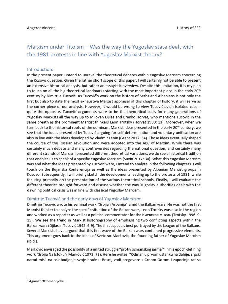Marxism Under Titoism - Was The Way The Yugoslav State Dealt With The ...