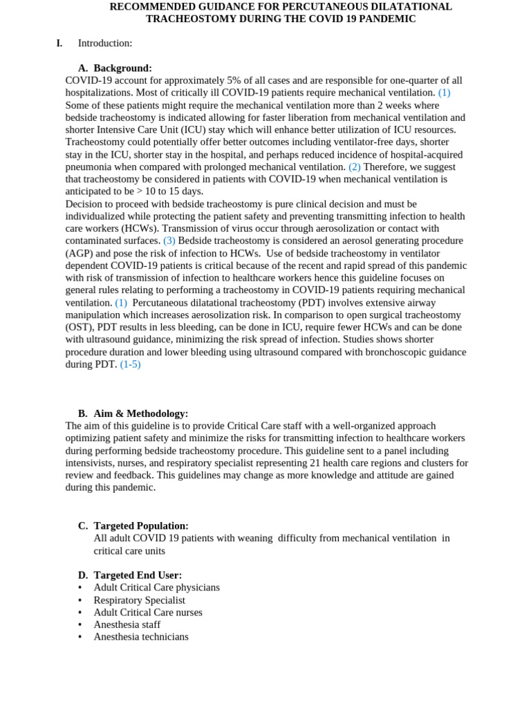Recommended Guidance For Percutaneous Dilatational Tracheostomy During ...
